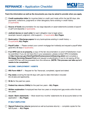 Fillable Online REFINANCE Application Checklist Fax Email Print - pdfFiller