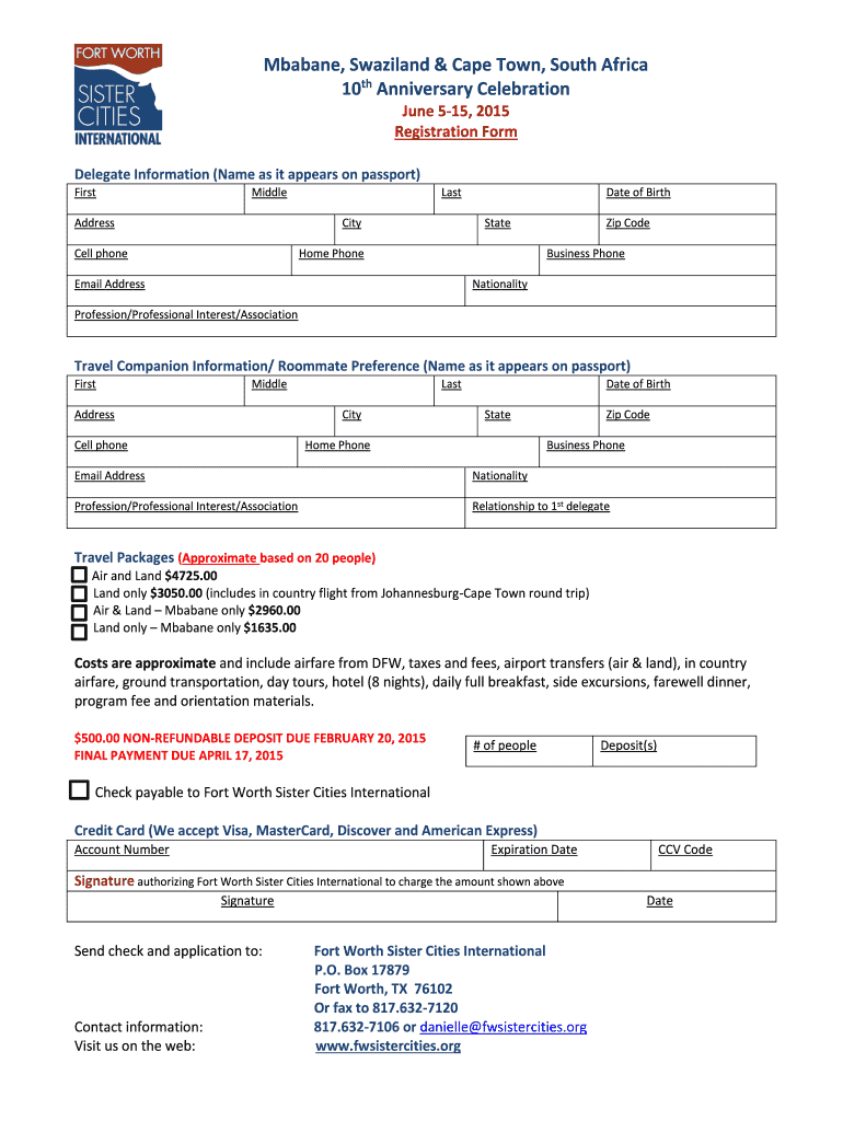 Fillable Online fwsistercities To download the registration bformb - Fort Worth Sister Cities ...