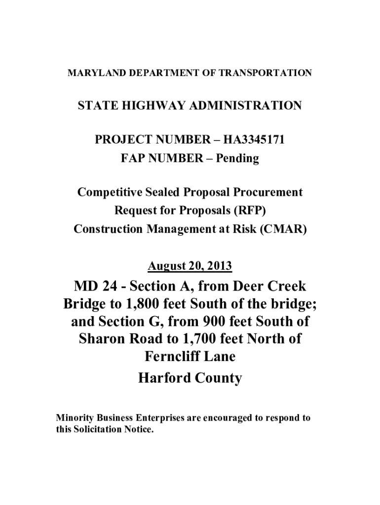 Fillable Online apps roads maryland Projects & Studies - MDOT SHA ...