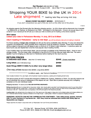 Fillable Online Late shipment loading late May arriving mid July Fax ...