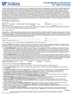 Fillable Online admissions ufl Florida Residency Declaration for ...