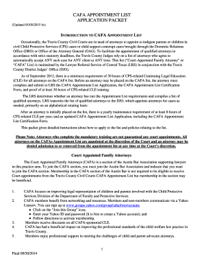 Fillable Online CAFA APPOINTMENT LIST Fax Email Print - pdfFiller