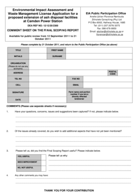 Fillable Online Environmental Impact Assessment and Waste Fax Email ...