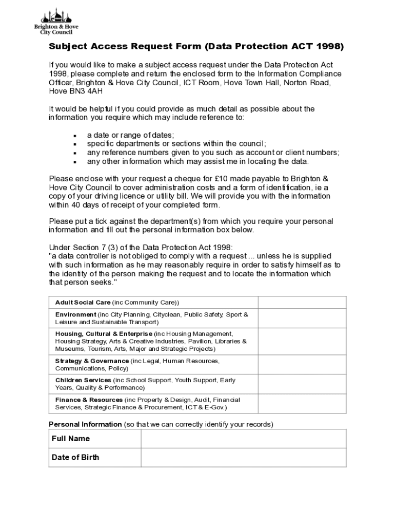 Fillable Online BHCC Subject access form - Youth Advocacy Project Fax Email Print - pdfFiller