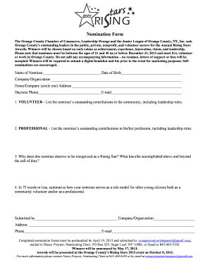 Fillable Online rising stars nomination form-2013.docx Fax Email Print ...