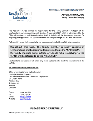 Fillable Online PROVINCIAL NOMINEE PROGRAM (NLPNP) Fax Email Print ...