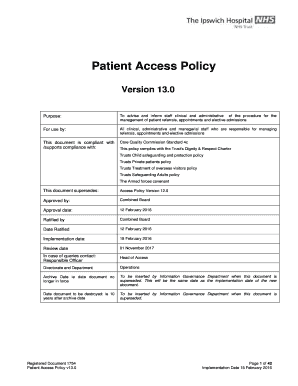 Fillable Online ipswichhospital nhs Patient Access Policy - Ipswich ...