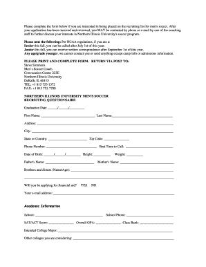 Fillable Online Printable Adobe PDF Recruiting Form - NIUHuskiescom Fax ...