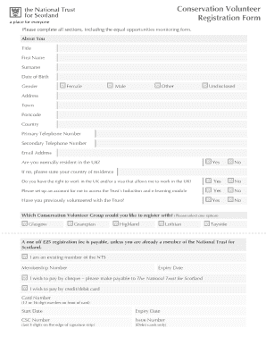 Fillable Online nts org Conservation Volunteer Registration Form - nts ...