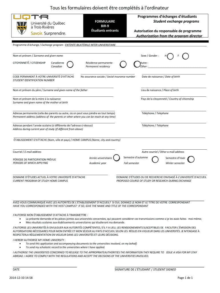 Fillable Online Tous les formulaires doivent tre complts l39ordinateur ...