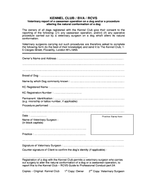 Fillable Online Kennel Club Reporting Form - BVA Fax Email Print ...
