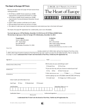 Fillable Online The Heart of Europe VIP Form Fax Email Print - pdfFiller