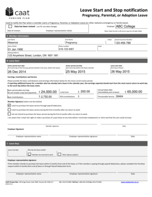 Fillable Online Leave Start and Stop notification - CAAT Pension Fax ...