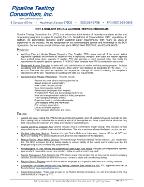 Fillable Online DOT & NON-DOT DRUG & ALCOHOL TESTING PROGRAMS Fax Email ...