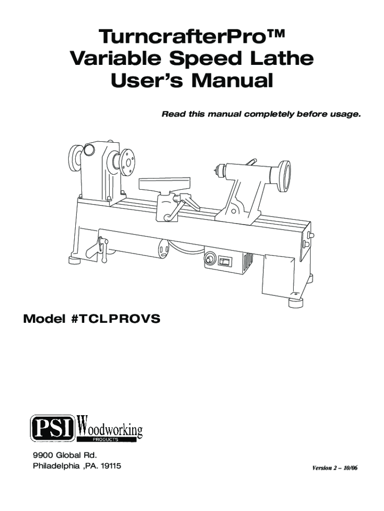 Fillable Online Penn State Industries - Turncrafter Pro Midi-Lathe Fax ...