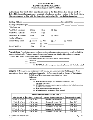 Fillable Online cityofchicago Porch & Deck Supplemental Check Sheet Fax ...