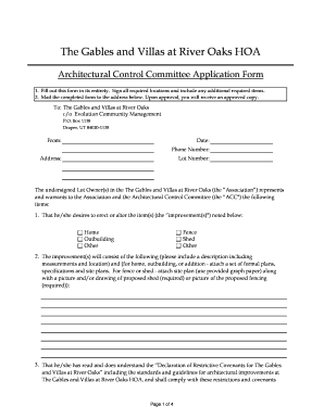 Fillable Online riveroakshoa Architectural Control Committee ...