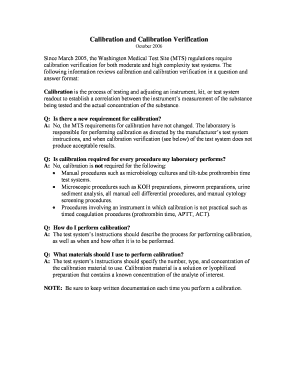 Fillable Online doh wa Calibration and Calibration Verification Fax ...