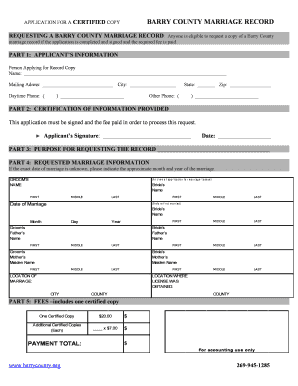 Fillable Online barrycounty Marriage Licenses - Barry County, Michigan ...