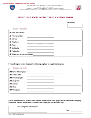 Fillable Online PRINCIPAL EMPLOYER DESIGNATION FORM Fax Email Print ...