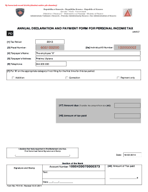 Fillable Online ANNUAL DECLARATION AND PAYMENT FORM FOR PERSONAL INCOME ...