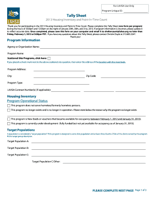Fillable Online documents lahsa Tally Sheet - LAHSA Documents Fax Email Print - pdfFiller