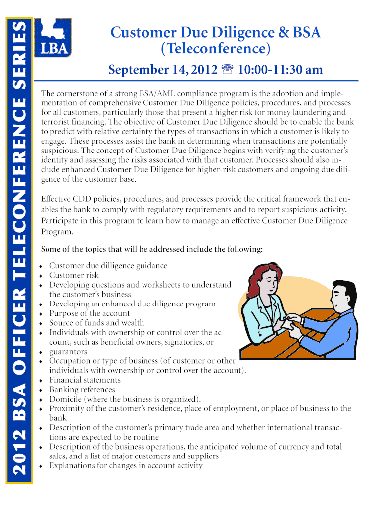 Fillable Online lba Customer Due Diligence & BSA - lba Fax Email Print ...