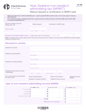 Fillable Online ird govt New Zealand non-resident withholding tax (NRWT ...