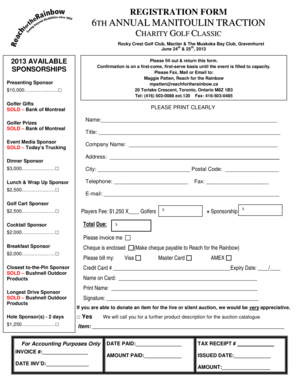 Fillable Online reachfortherainbow REGISTRATION FORM 6THH ANNUAL ...