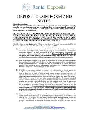 Fillable Online Download Claim Form - Rental Deposits Fax Email Print ...