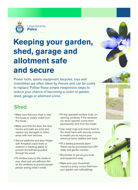 Fillable Online A5 Shed safety leaflet - Leicestershire Police Fax ...