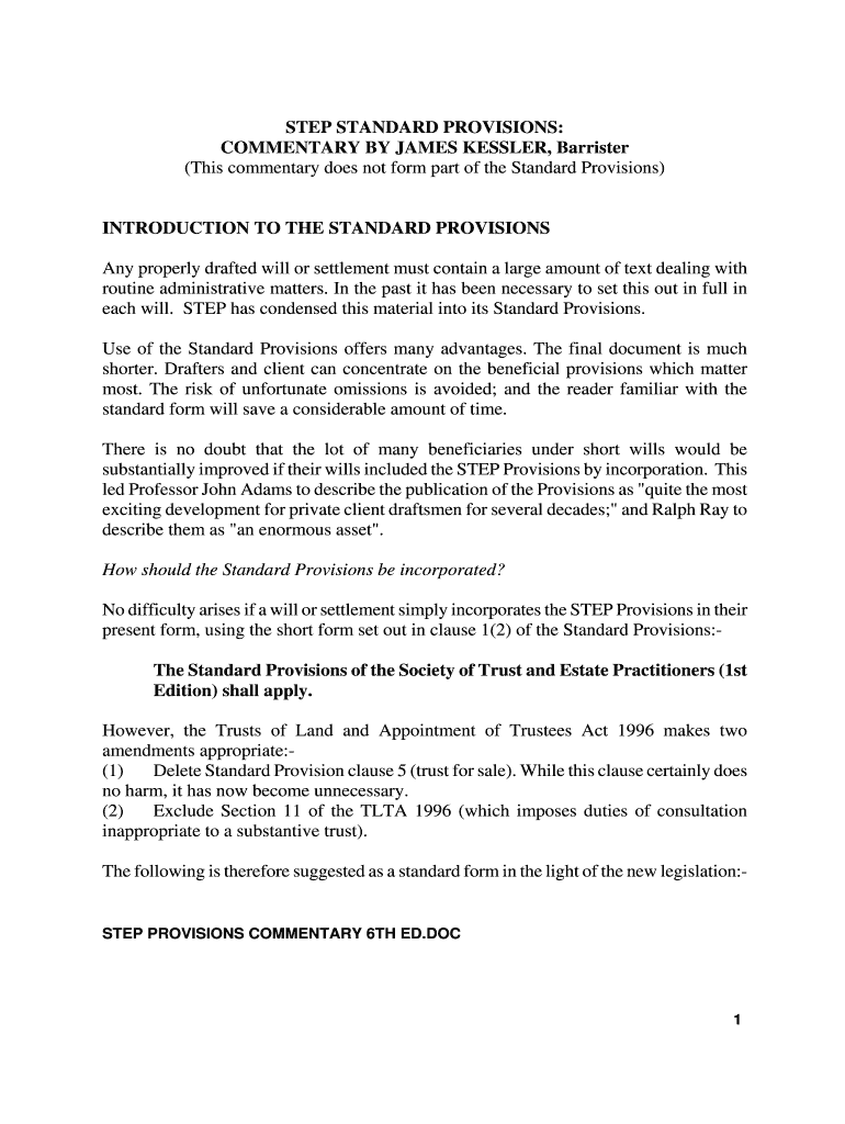 Fillable Online STEP STANDARD PROVISIONS: Fax Email Print - pdfFiller