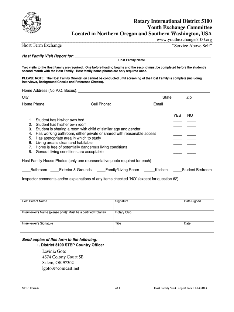Fillable Online youthexchange5100 Rotary International District 5100 Youth Exchange Committee ...