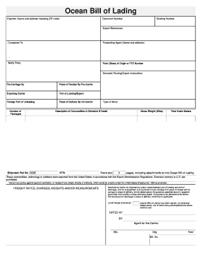 Fillable Online Ocean Bill of Lading - Shipping Solutions Export ...