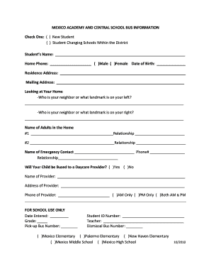 Fillable Online Bus Registration Form - Mexico Academy & Central School ...