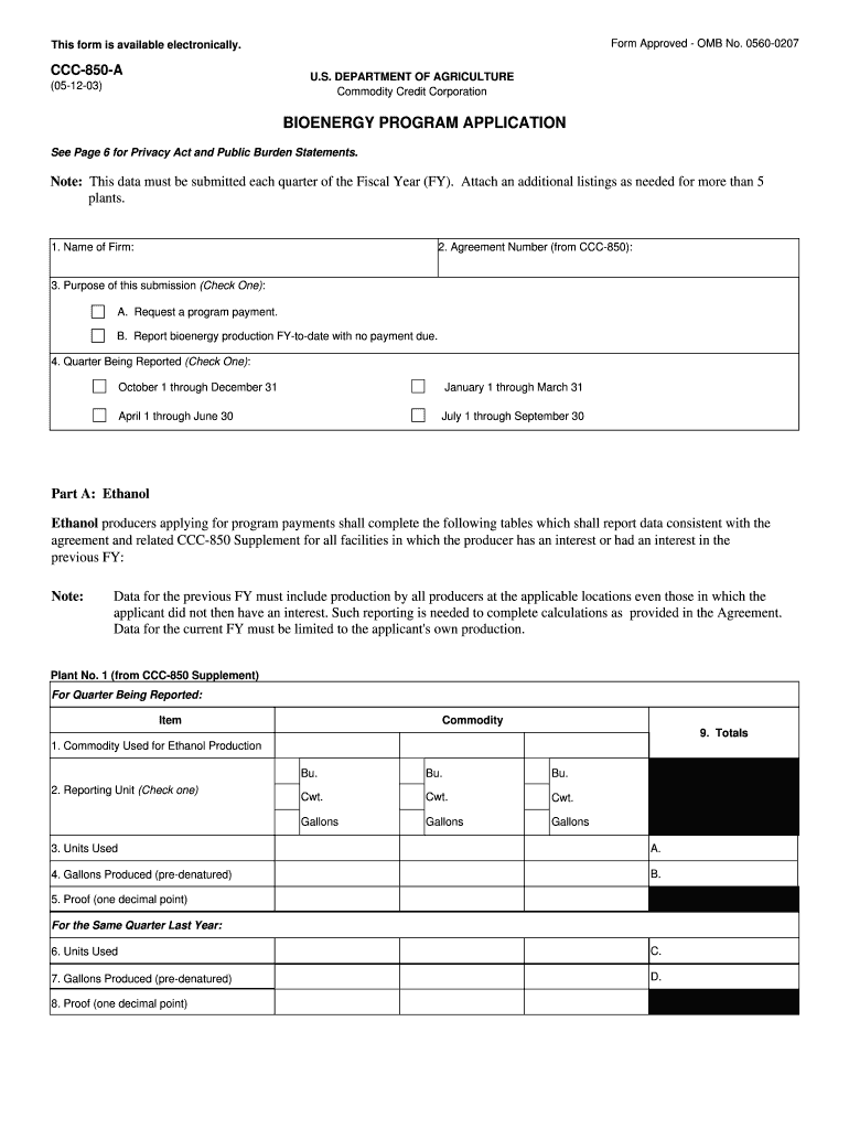 Fillable Online forms sc egov usda Bioenergy program application ...