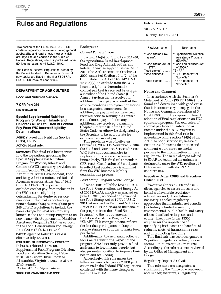 Fillable Online fns usda 7 CFR Part 246 - fns usda Fax Email Print ...