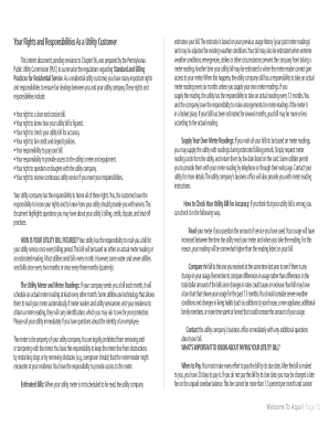 Fillable Online Your Rights and Responsibilities As a Utility Customer ...