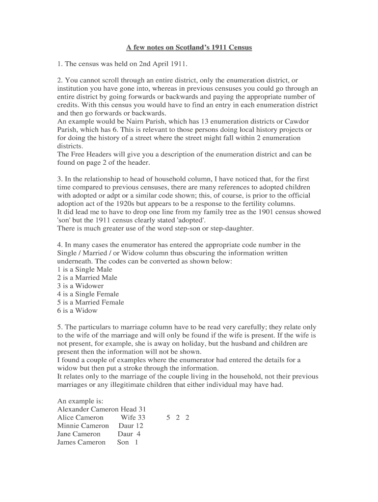 Fillable Online The census was held on 2nd April 1911 Fax Email Print - pdfFiller