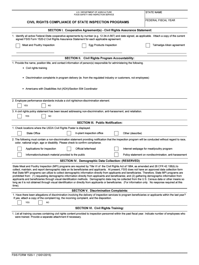 Fillable Online fsis usda DEPARTMENT OF AGRICULTURE FOOD SAFETY AND ...