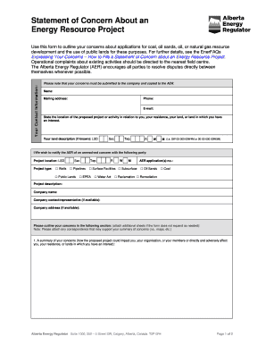 Fillable Online aer Statement of Concern About an Energy Resource ...