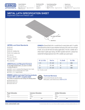 Fillable Online METAL LATH SPECIFICATION SHEET Expanded Diamond Metal ...