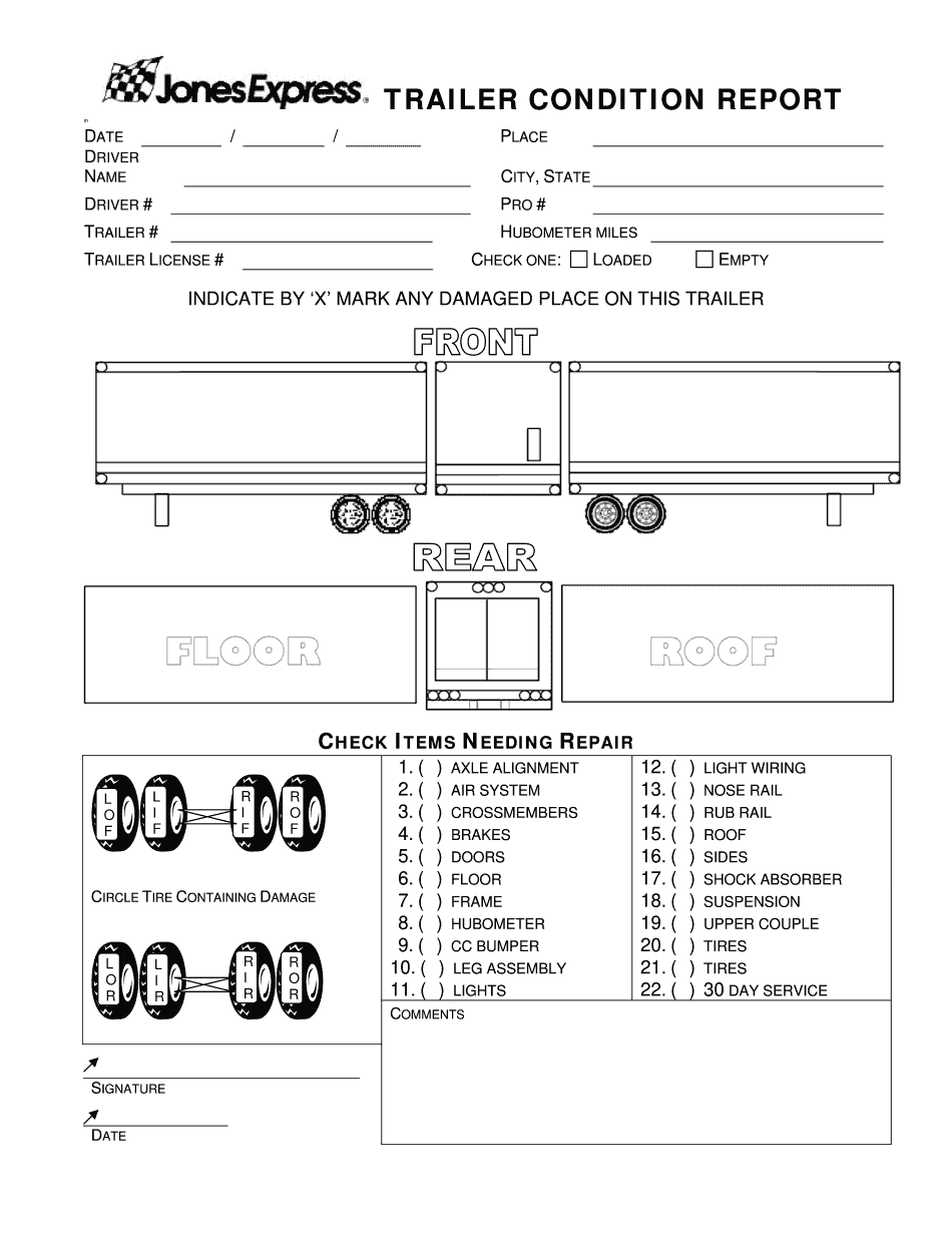 Online Trailer Condition Form Fill out