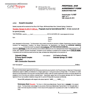 Fillable Online Bid Form Drywall and Acoustical Fax Email Print - pdfFiller