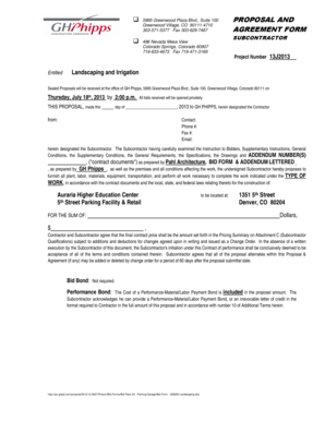 Fillable Online Landscaping Bid Form Fax Email Print - pdfFiller