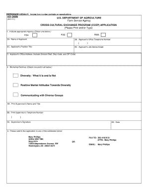 Fillable Online ocio usda AD-2009 - US Department of Agriculture Fax ...