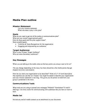 Fillable Online Media Plan outline Fax Email Print - pdfFiller