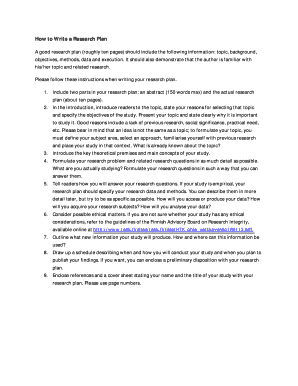 Fillable Online How to Write a Research Plan Fax Email Print - pdfFiller