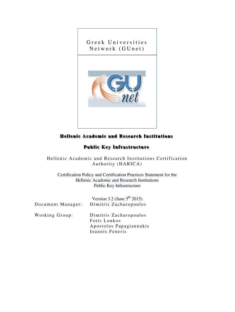 Fillable Online harica Certificate Policy - Certification Practices Statement - harica Fax Email ...