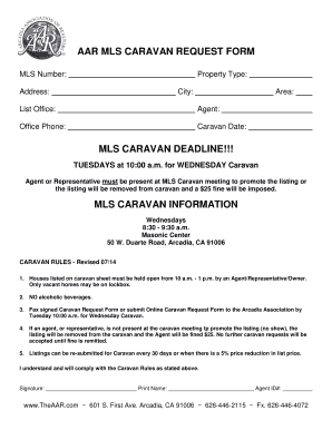 Fillable Online AAR MLS CARAVAN REQUEST FORM Fax Email Print - pdfFiller